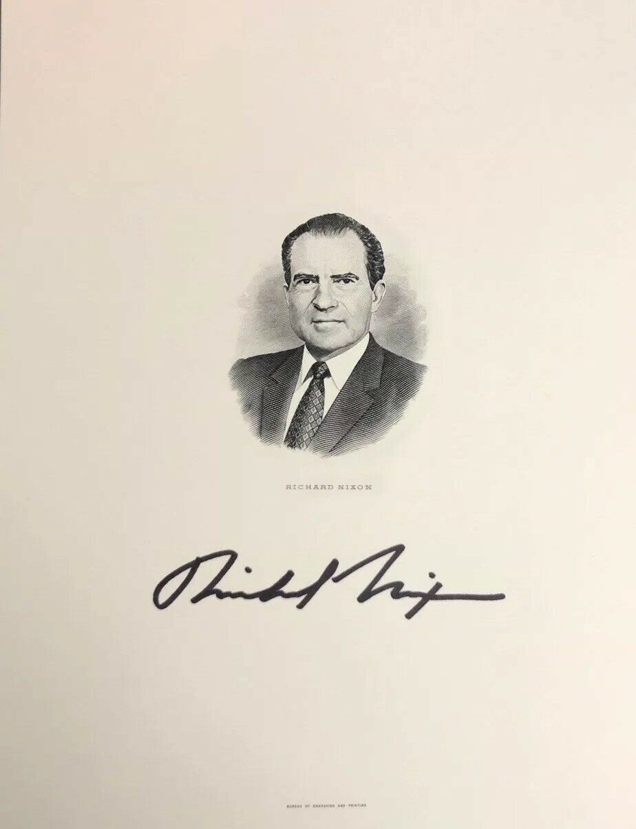 Richard Nixon AUTHENTIC SIGNED Bureau Print And Engraving President ...