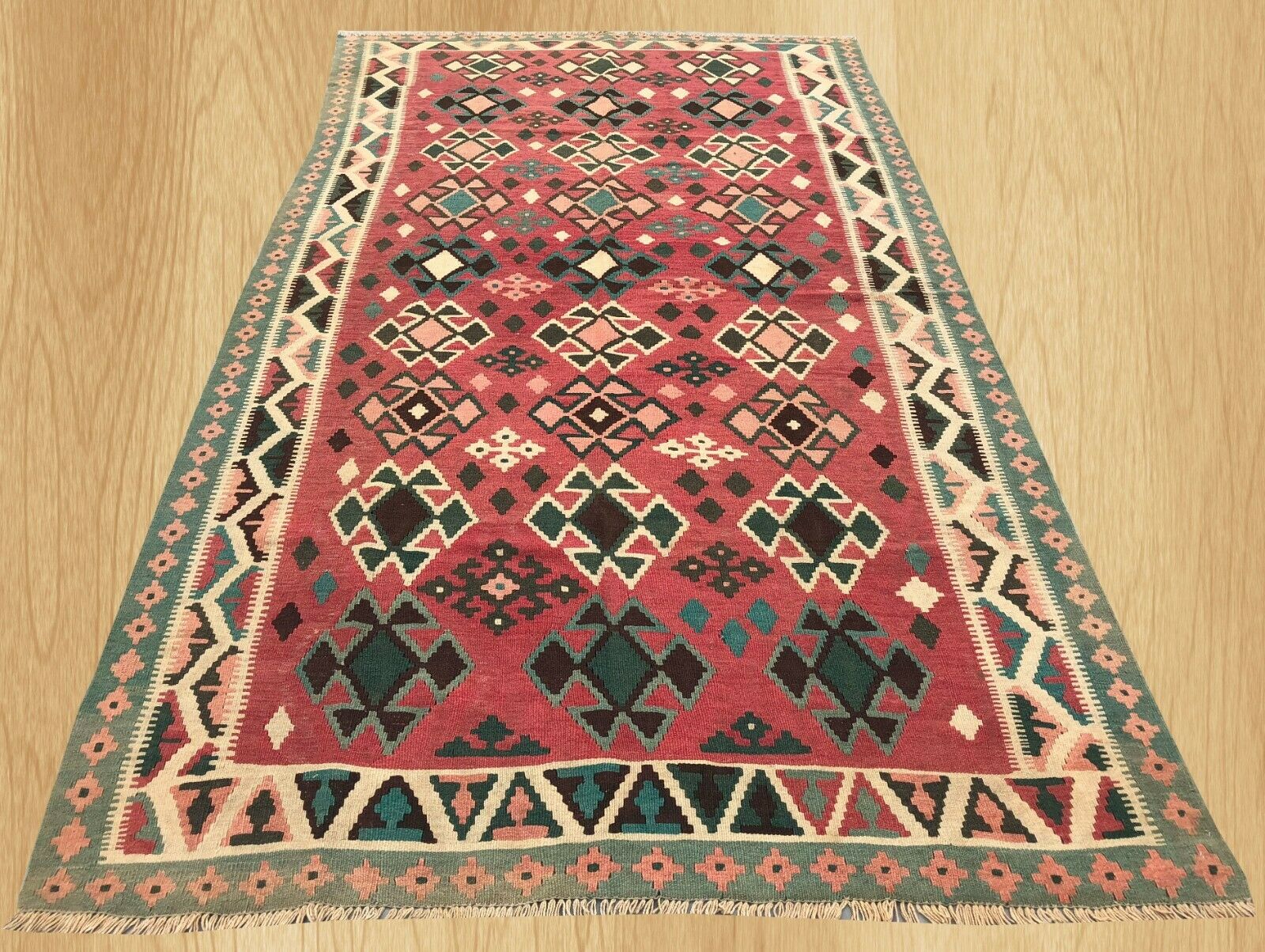 Authentic Hand Knotted Vintage Traditional Turkish Wool Kilim Area Rug ...