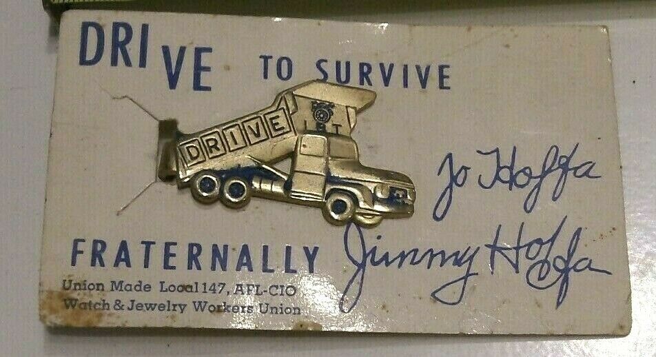 VINTAGE SIGNED JIMMY HOFFA & JO TRUCKING UNION CARD TIE CLIP TEAMSTERS ...