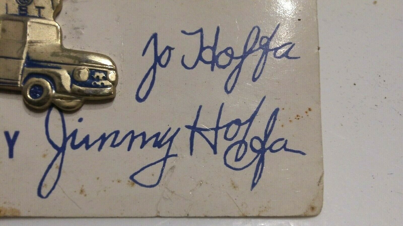VINTAGE SIGNED JIMMY HOFFA & JO TRUCKING UNION CARD TIE CLIP TEAMSTERS ...