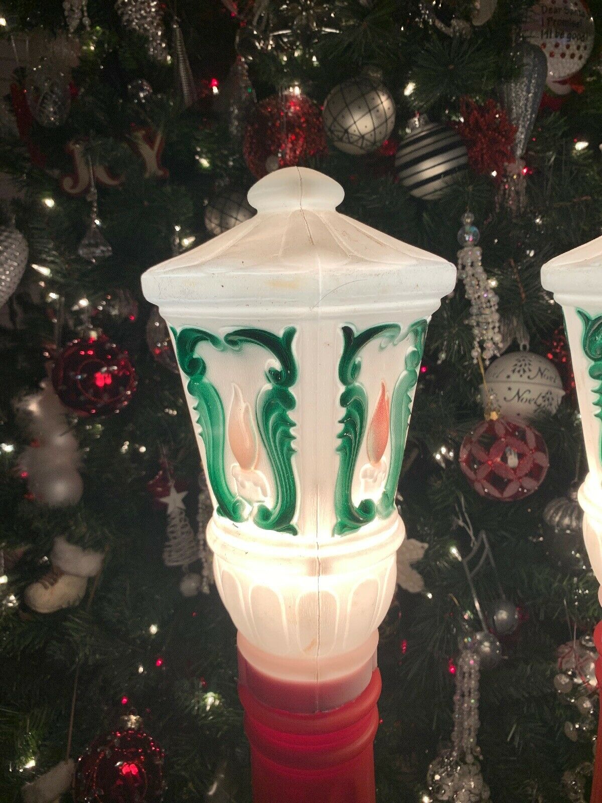 2 Vintage 39 " Christmas Lantern Lamp Post Candle Blow Mold Lights 1969 ...