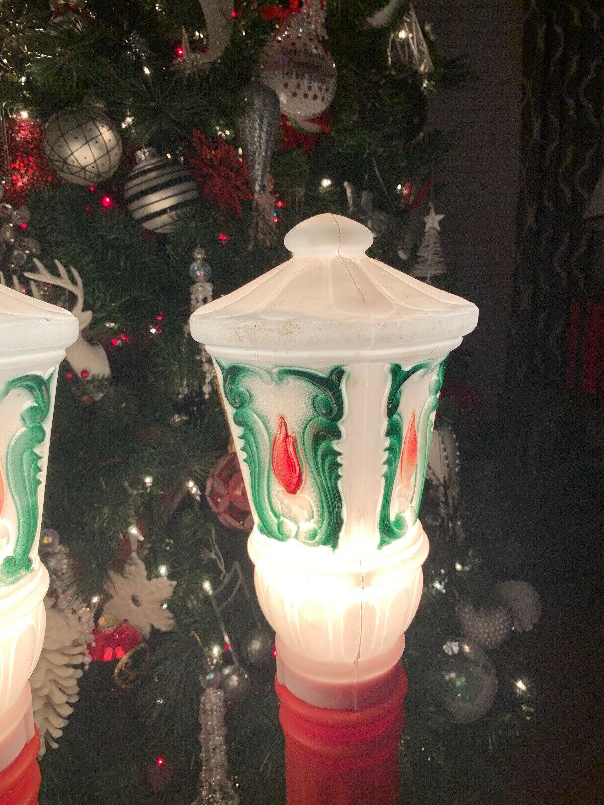 2 Vintage 39 " Christmas Lantern Lamp Post Candle Blow Mold Lights 1969 ...