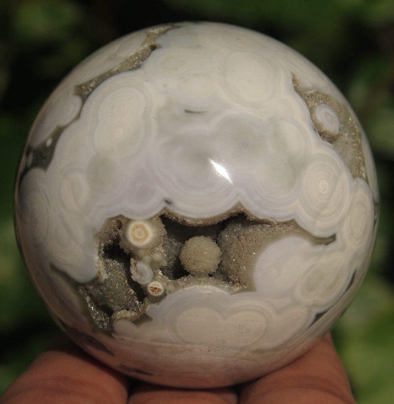 52mm 6. 6OZ Natural Orbicular Ocean Jasper Geode Crystal Sphere Ball ...