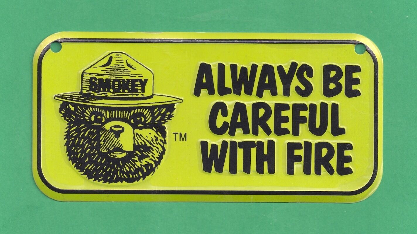 USFS US Forest Service Smokey Bear Yellow Bicycle License Plate Metal ...