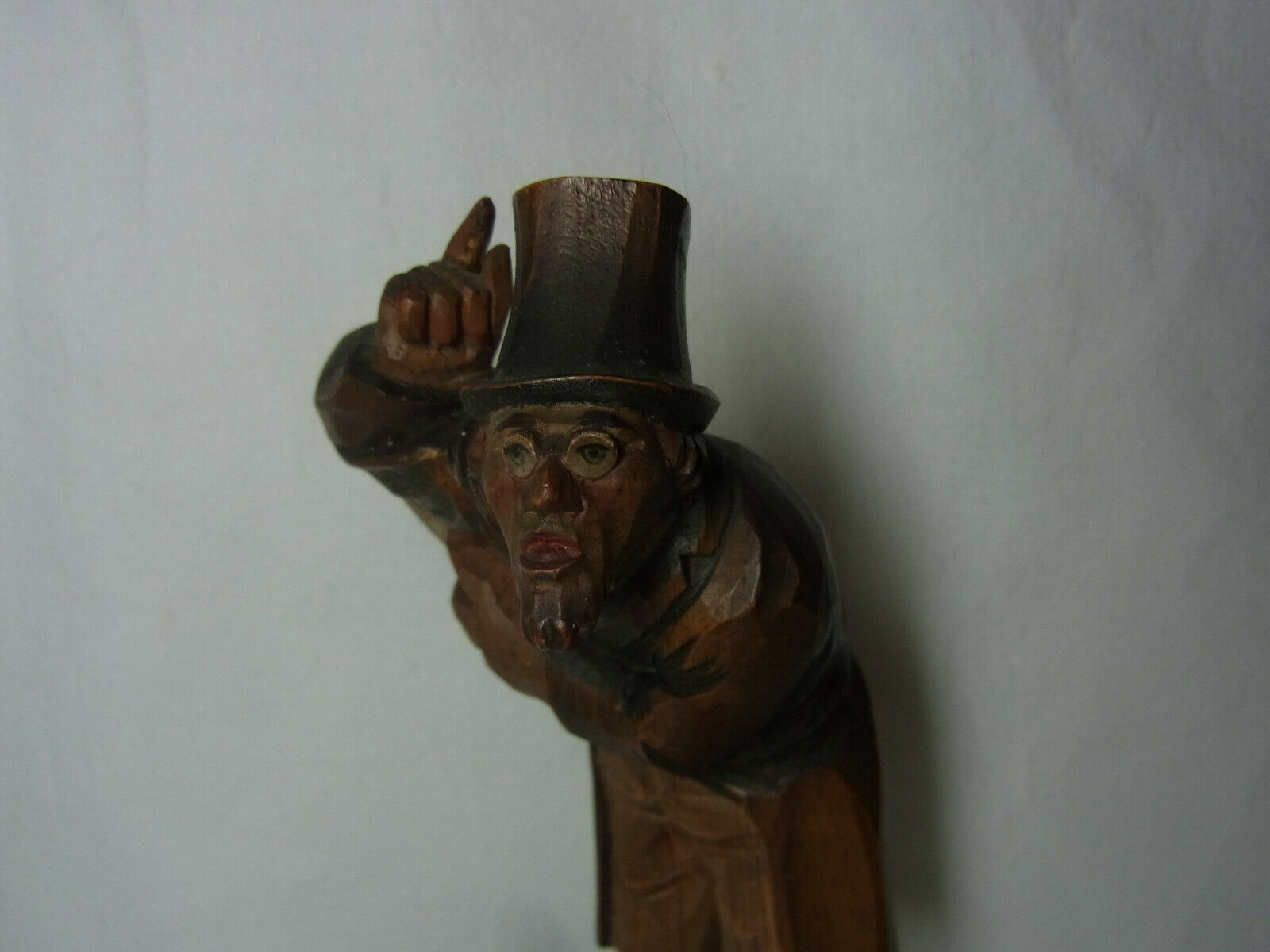 Vintage German Carved Wood Man With Cylinder Hat Country Teacher CM ...