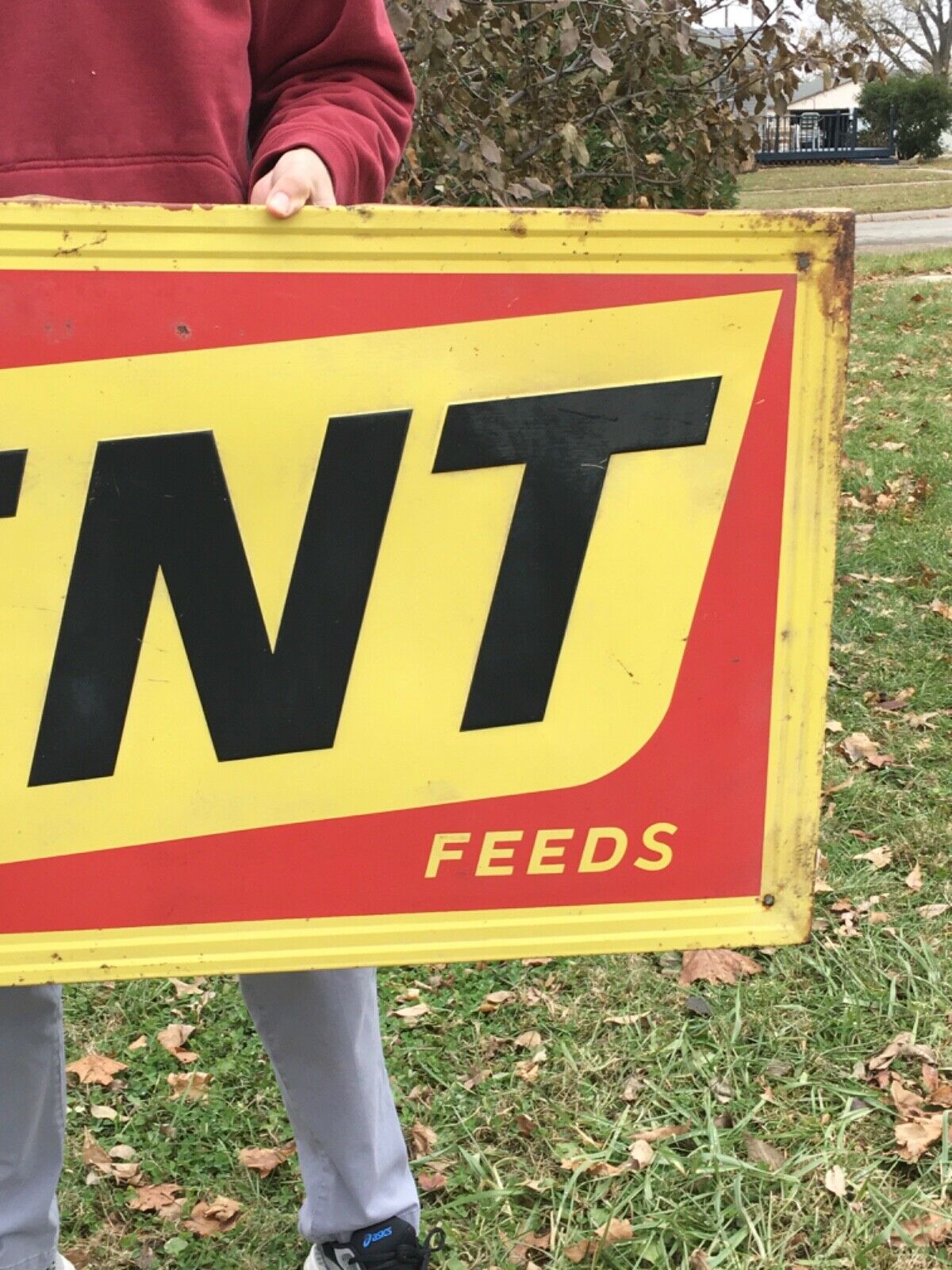 Vtg Tin Metal Kent Feed Seed Farm Cow Barn Iowa Chicken Pig Sign Gas ...