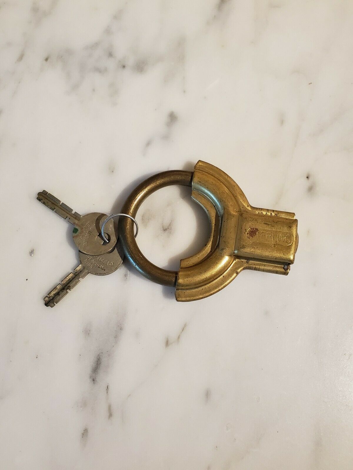 Antique Sterling Lock Company Round Gas Pump Padlock With Key - Pat 12 ...