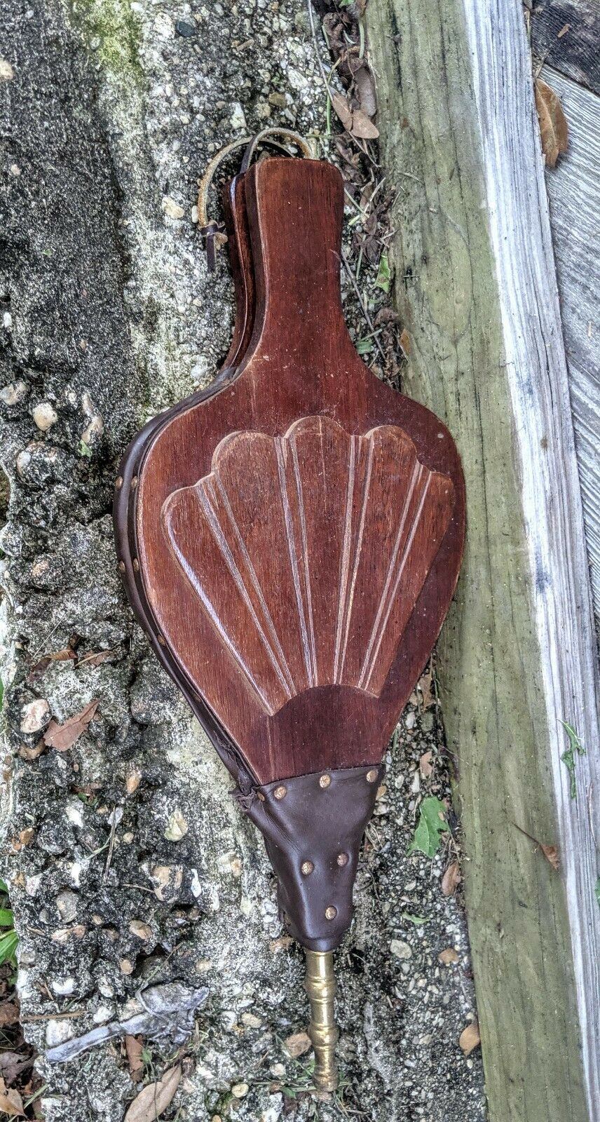 Vintage Antique Large Wood Leather Fireplace Stove Smoke Bellows Fire ...