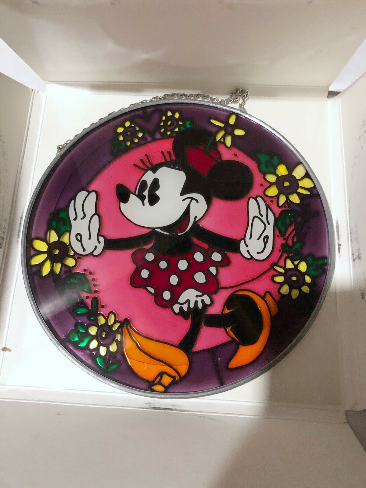 Vintage Minnie Mouse Glass Wall Hang Sun Catcher By Dale Tiffany INC ...