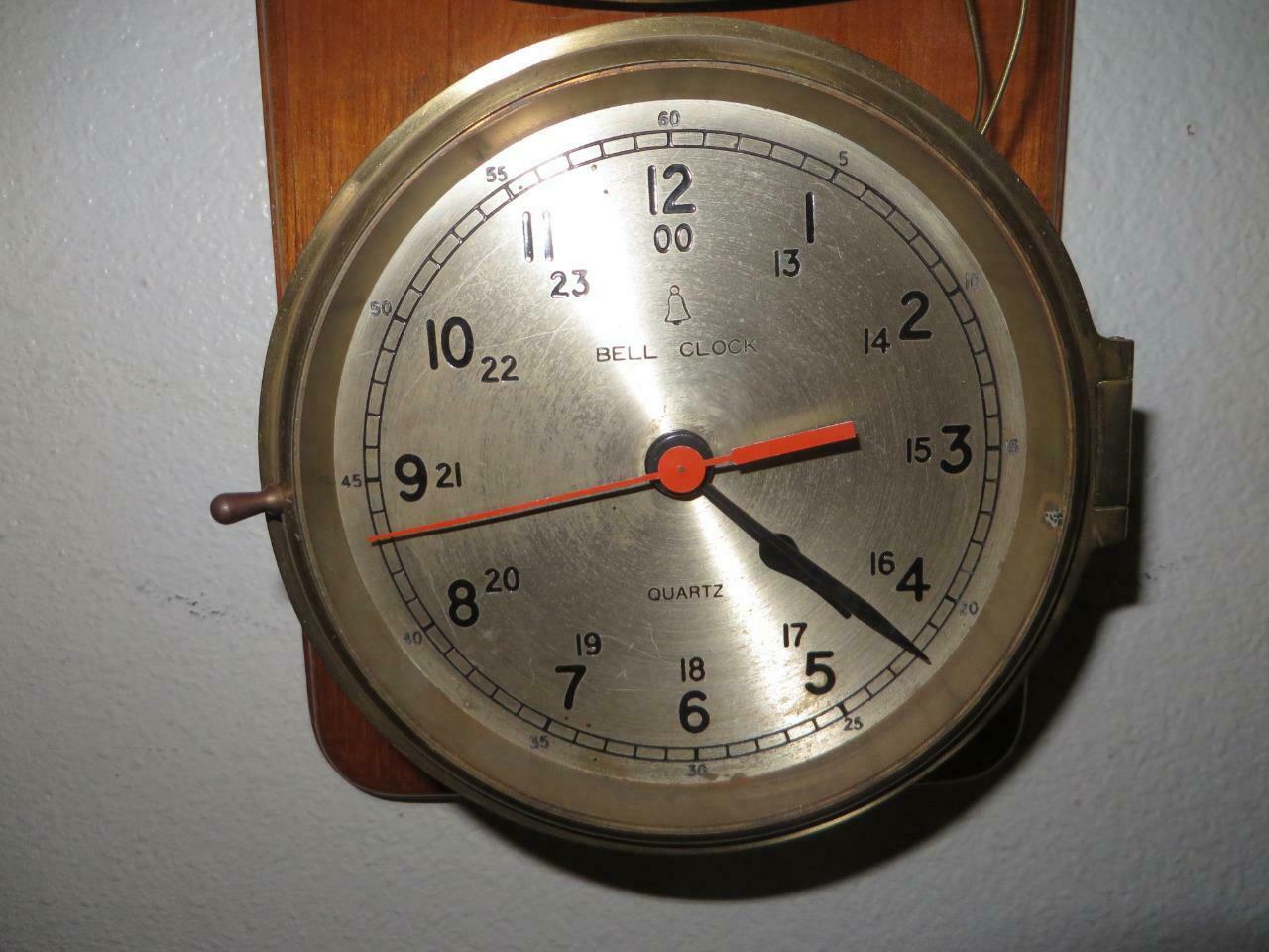 Quartz Solid Brass Ship’s Bell Striking Maritime Clock W Bell | #15807191