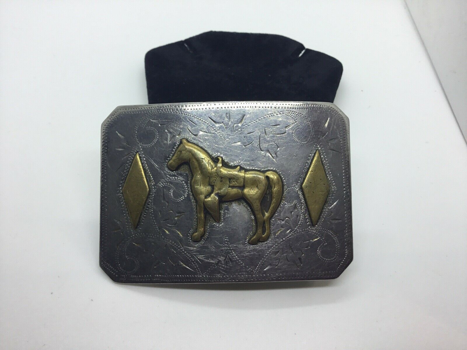 Vintage Ricardo German Silver Cowboy Horse Belt Buckle - Western ...