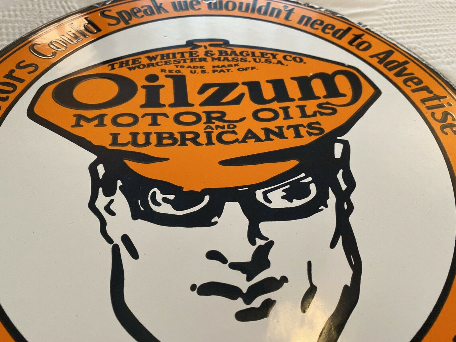 VINTAGE OILZUM MOTOR OIL PORCELAIN SIGN, SERVICE GAS STATION PUMP PLATE ...