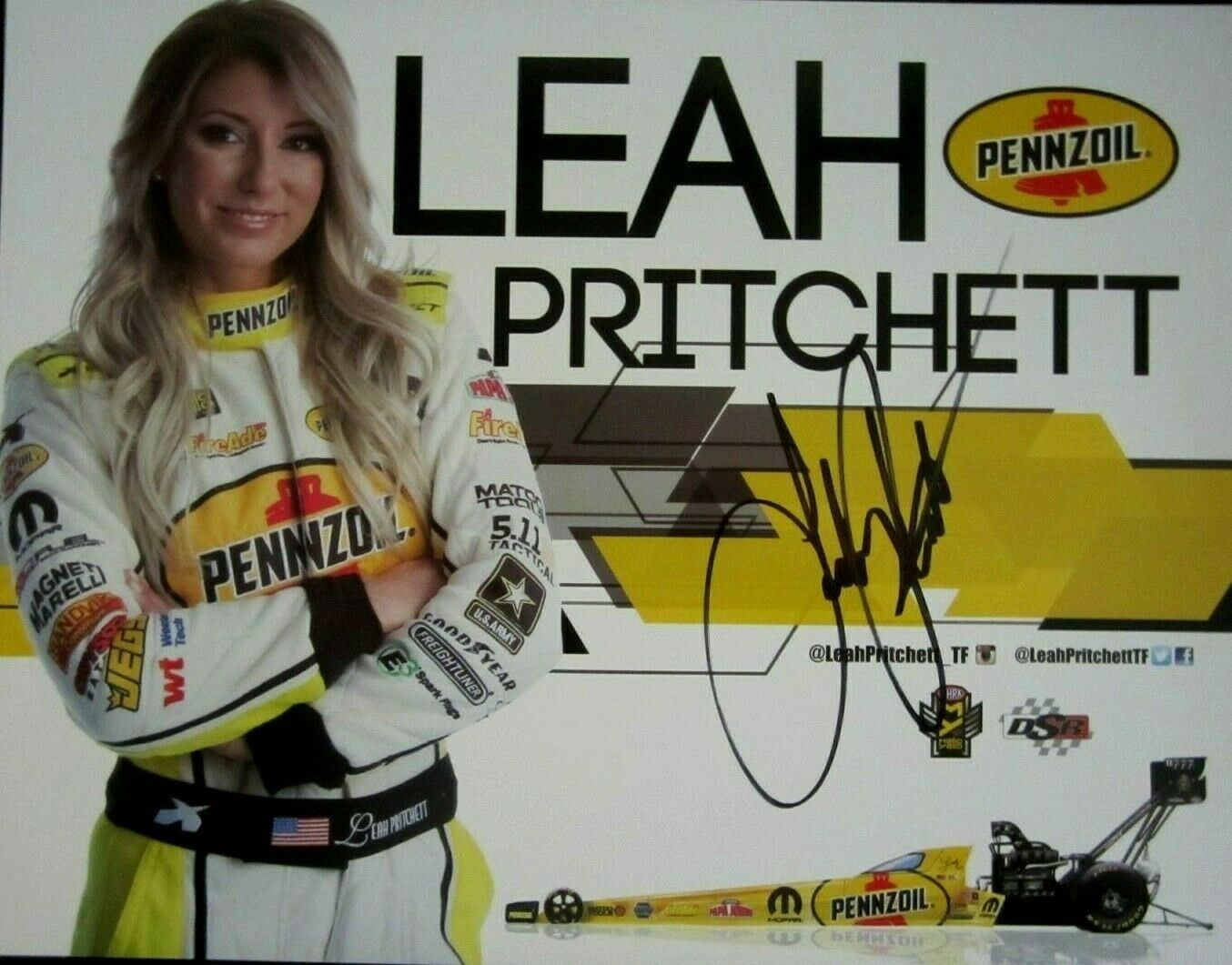LEAH PRITCHETT NHRA SIGNED DEMON DODGE PENNZOI DRAG RACING POSTCARD ...
