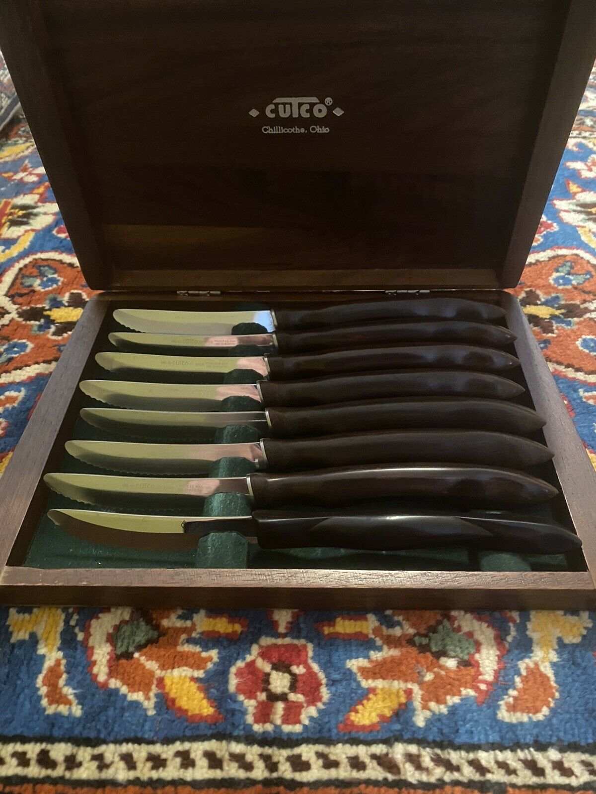 Vintage Cutco Set Of 8 Steak Knives With Wood Case | #15913245