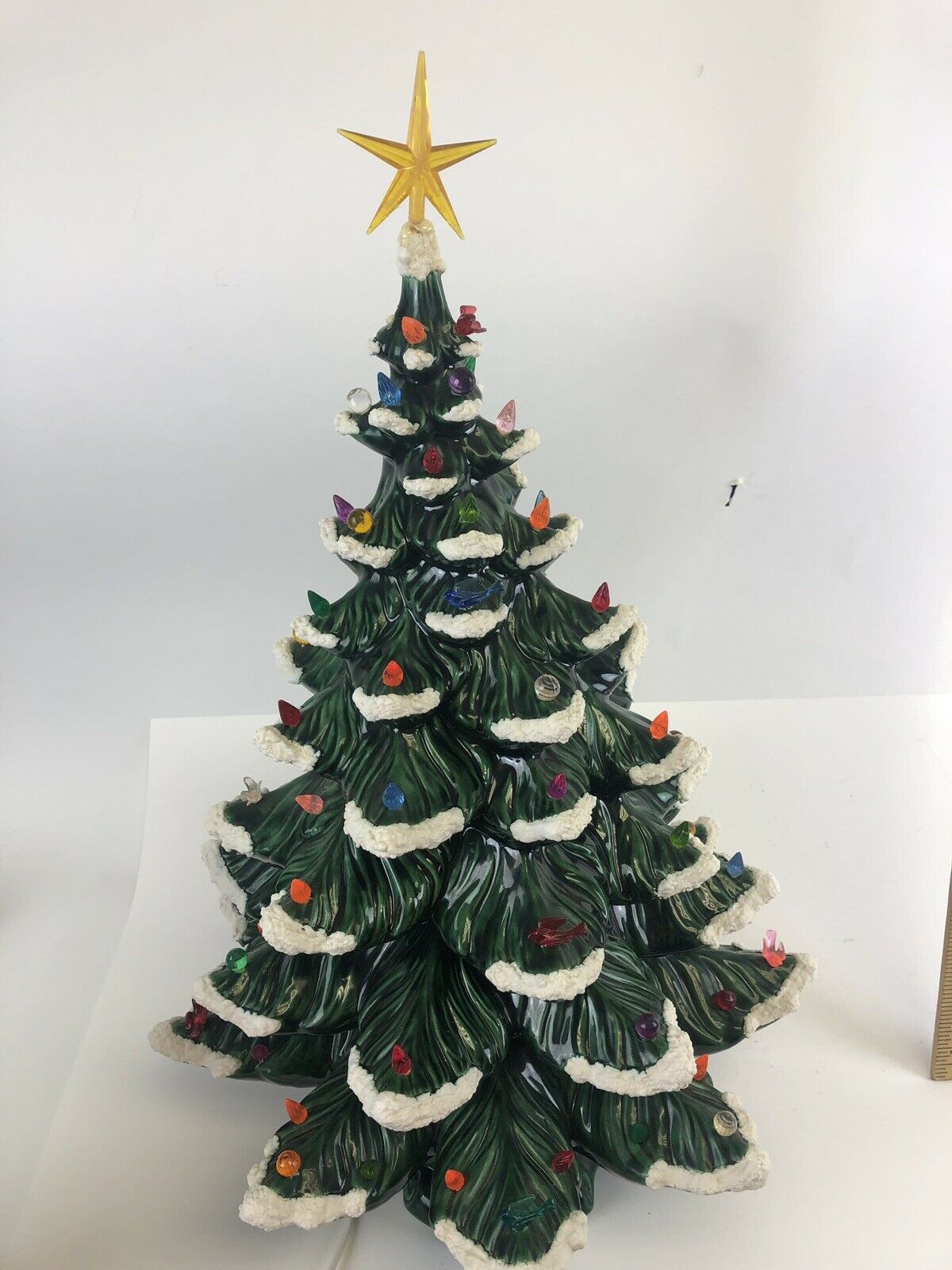 Vintage 24 " Atlantic Mold Flocked Lighted Ceramic Christmas Tree ...