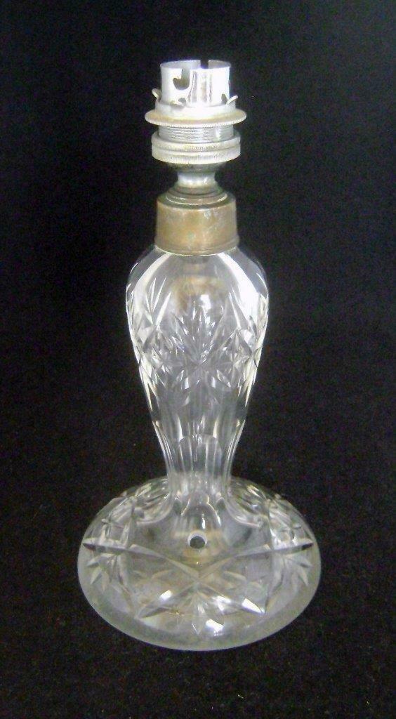 Vintage Cut Glass & Chrome Plated Table Lamp Base : To Rewire | #15904752