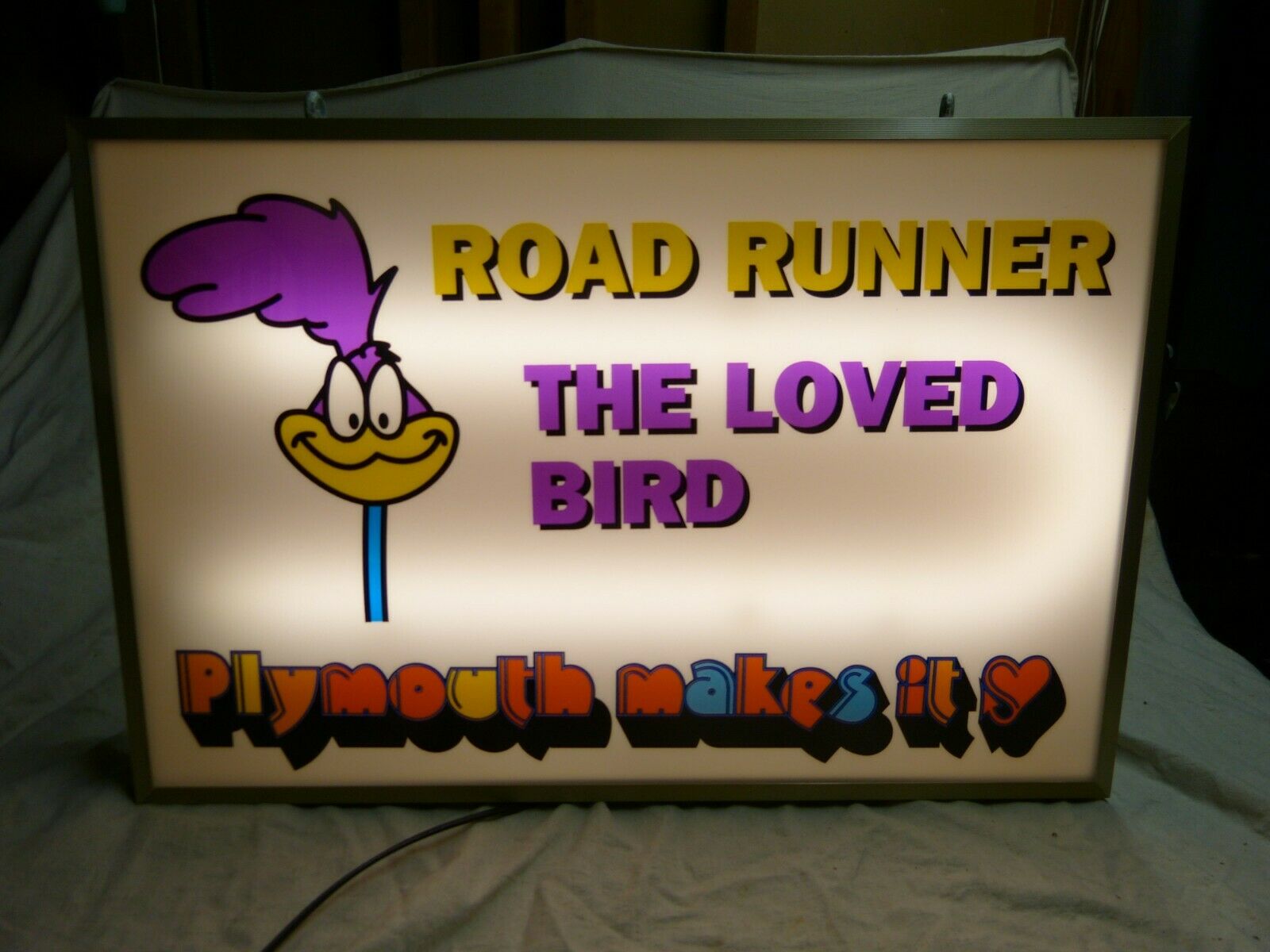 Large Plymouth Road Runner Lighted Dealership Window Display Sign ...