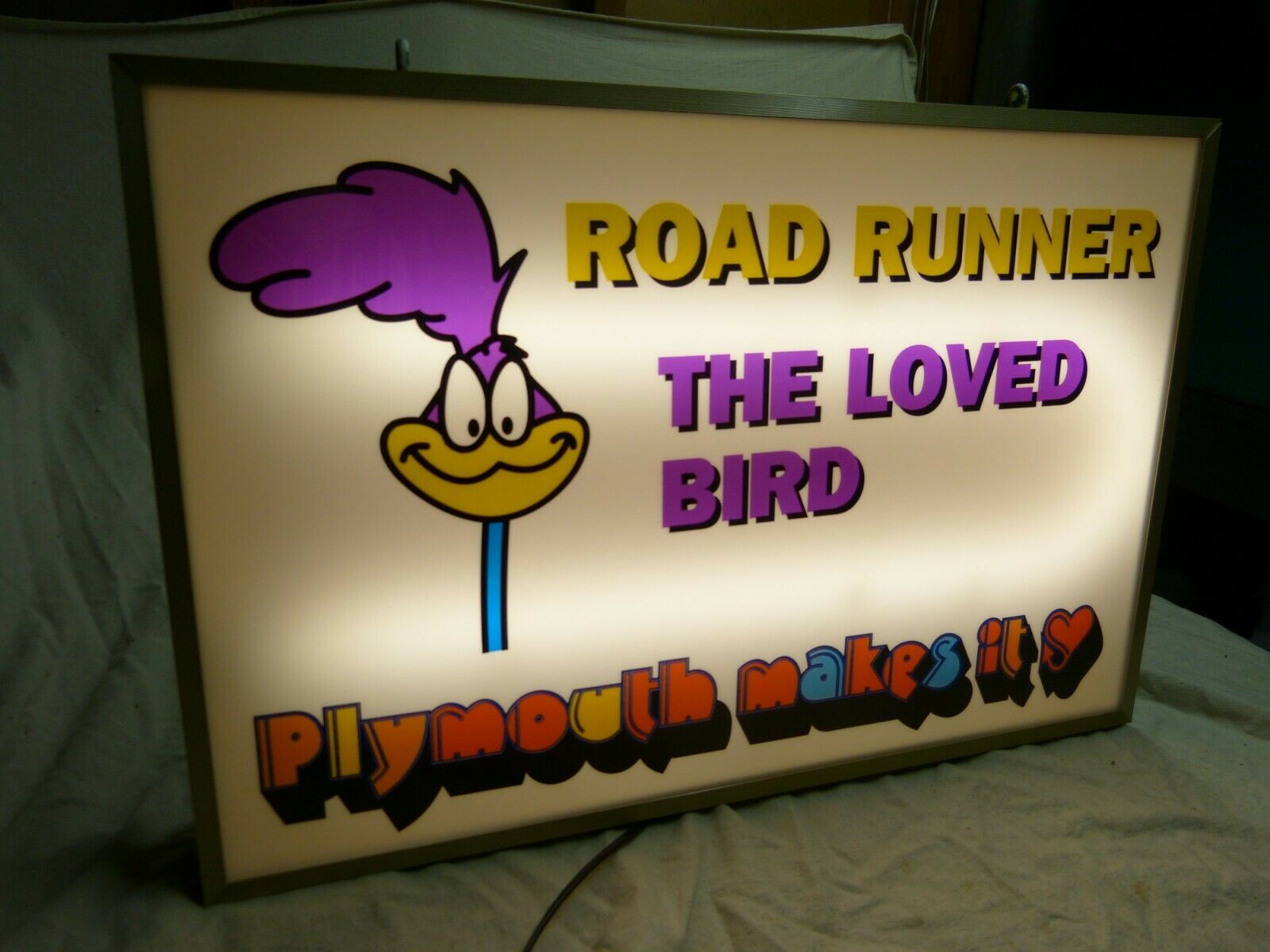 Large Plymouth Road Runner Lighted Dealership Window Display Sign ...