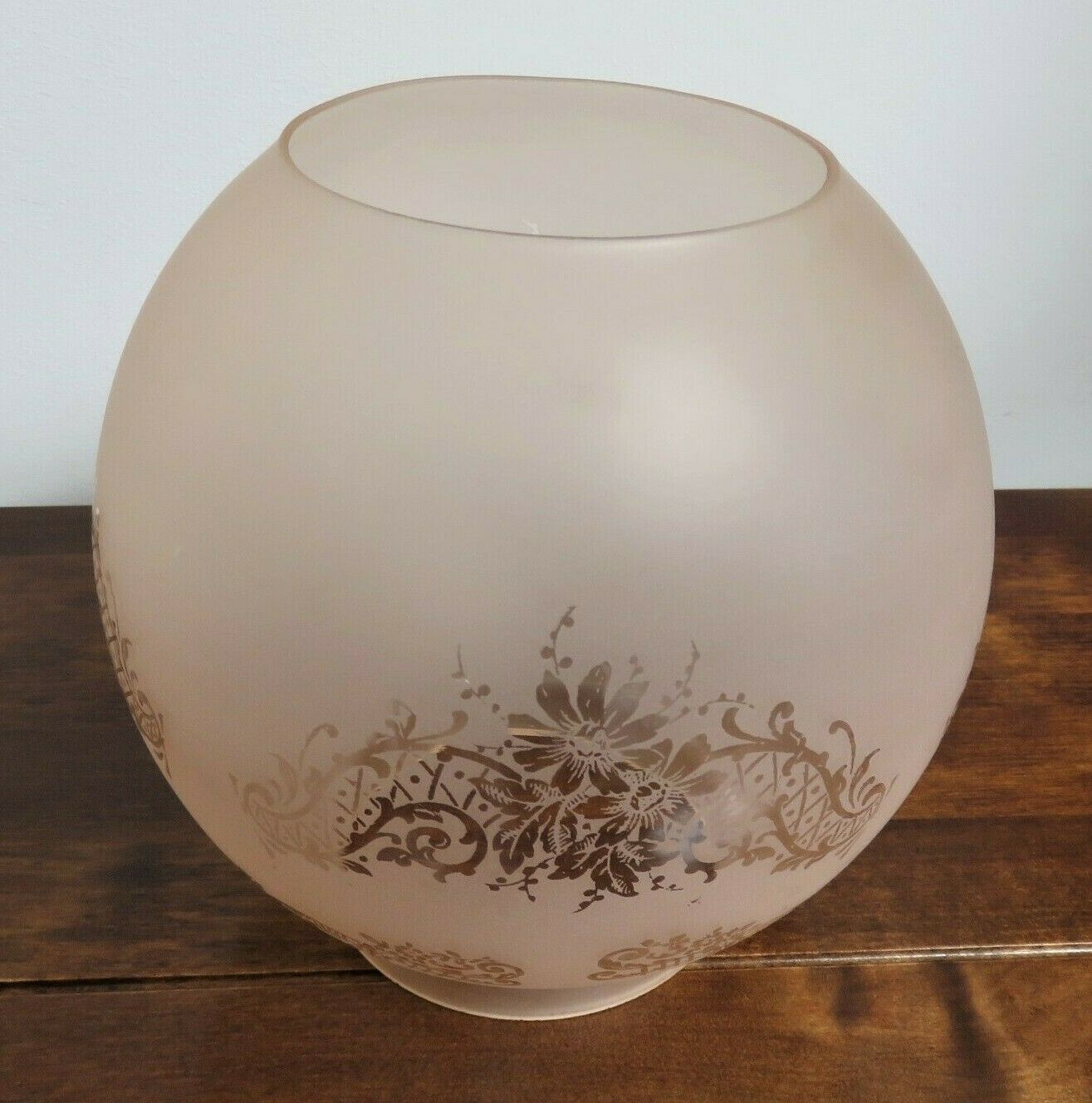 Lovely Stencil Etched Frosted Cognac Vianne Glass Oil Lamp Shade, 4 ...