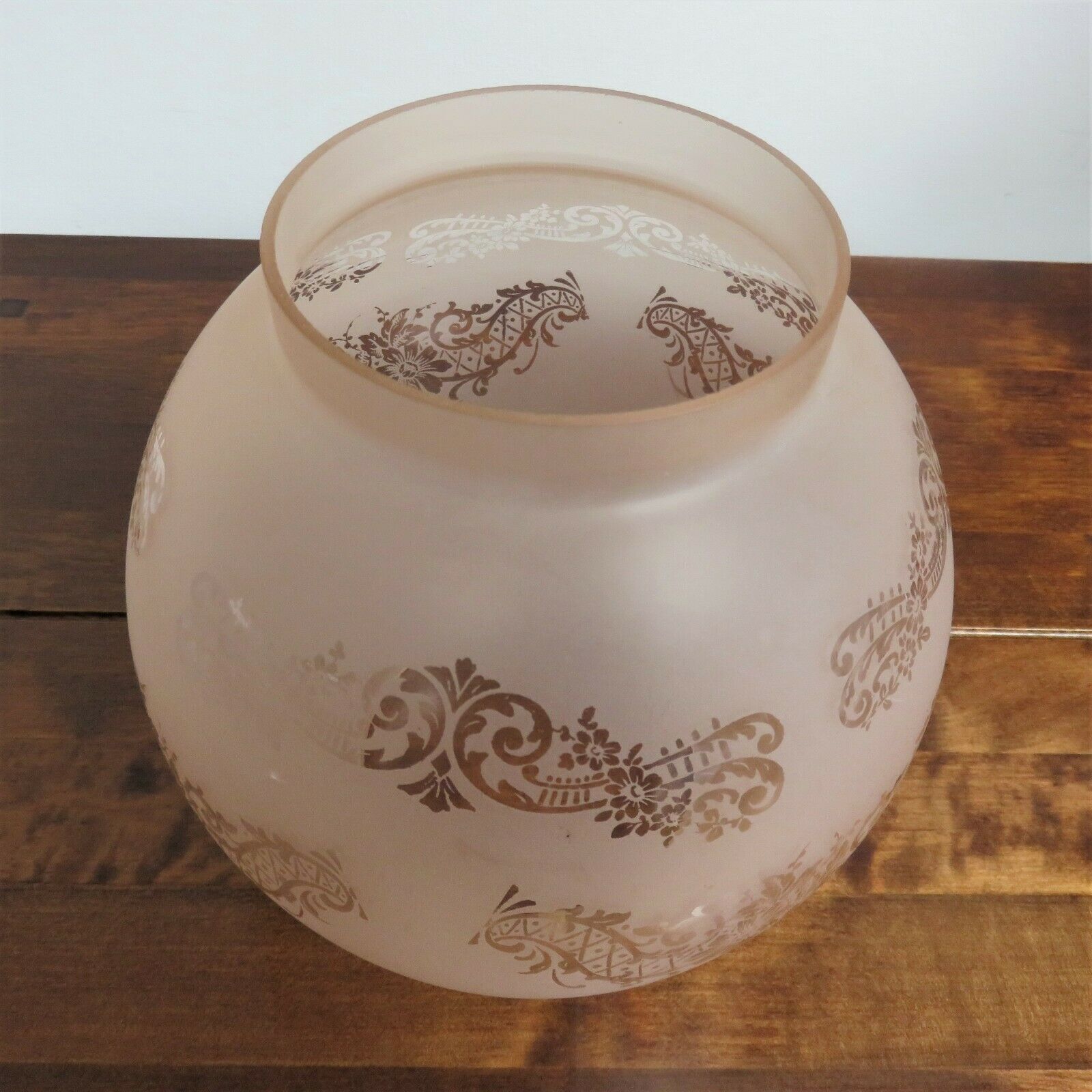 Lovely Stencil Etched Frosted Cognac Vianne Glass Oil Lamp Shade, 4 ...