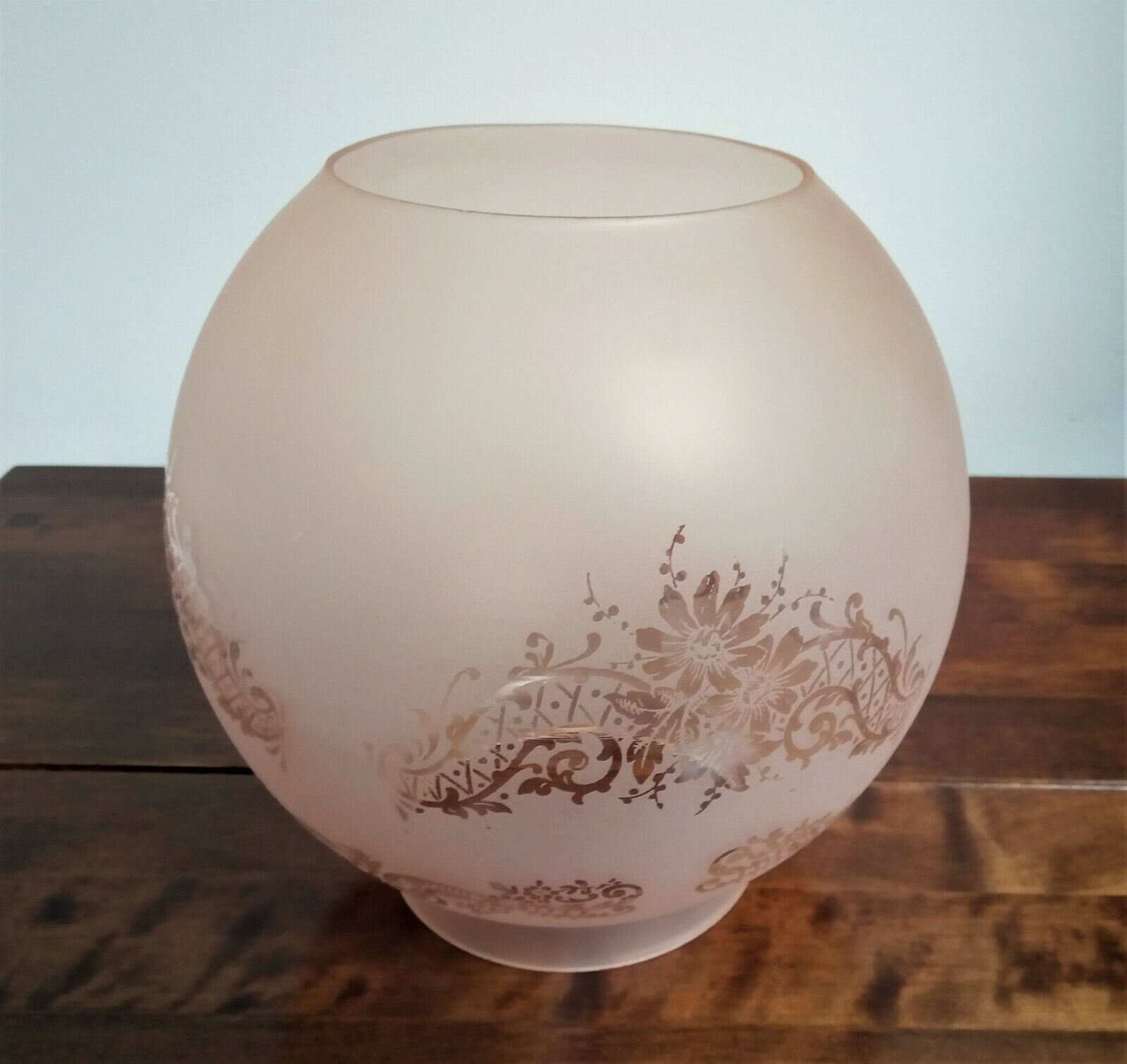 Lovely Stencil Etched Frosted Cognac Vianne Glass Oil Lamp Shade, 4 ...