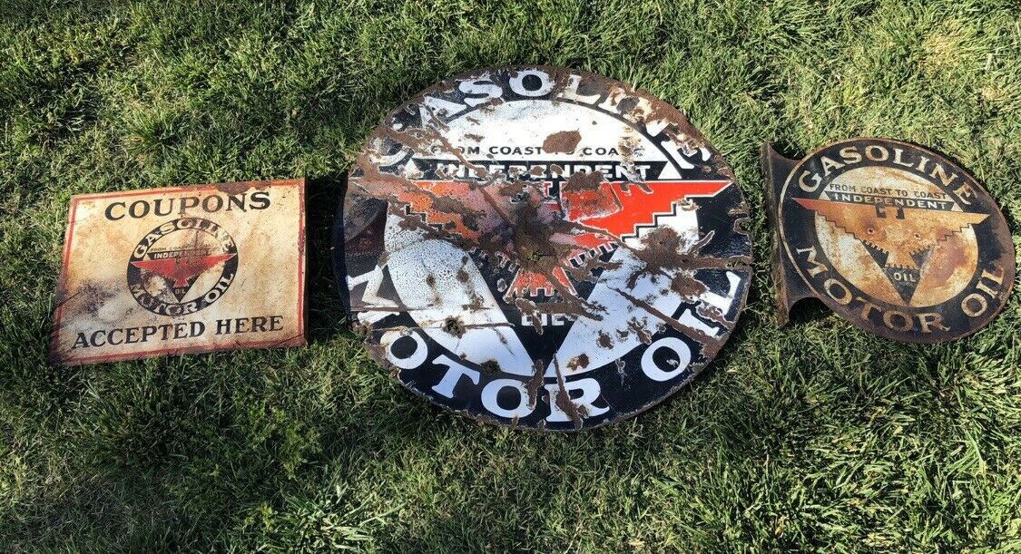 Independent Gasoline Coupons Accepted Here Tin Flange Sign | #15901025