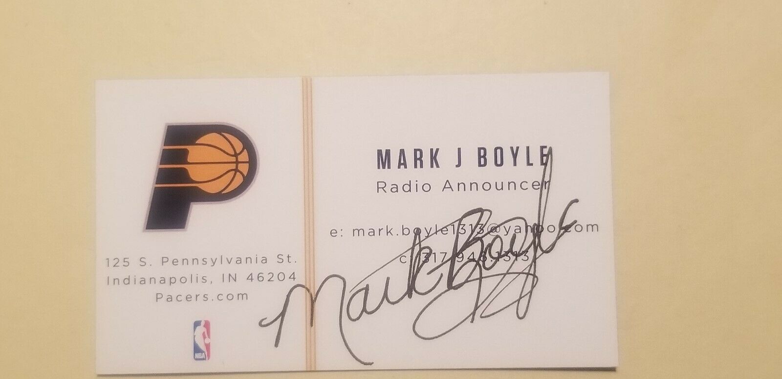 Mark J. Boyle - INDIANA PACERS (NBA) Radio Announcer - Autographed ...