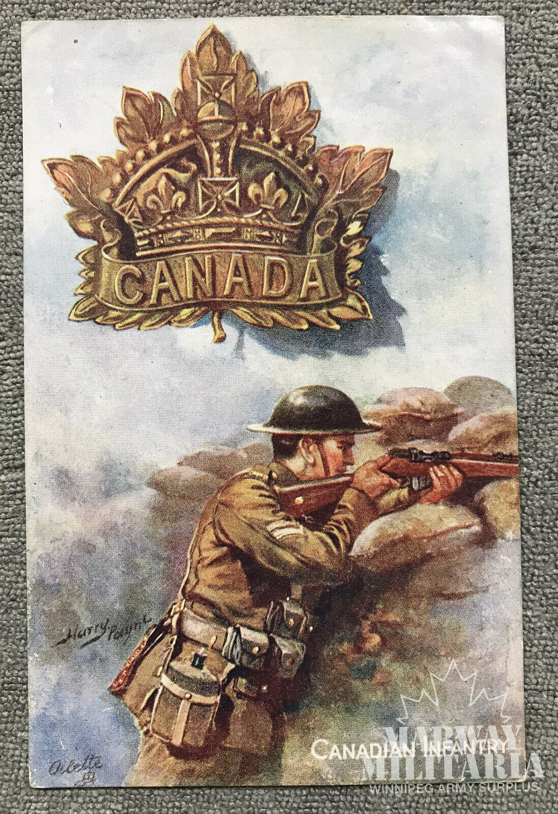 WW1 CEF Postcard Canadian Infantry With General Service Cap Badge ...