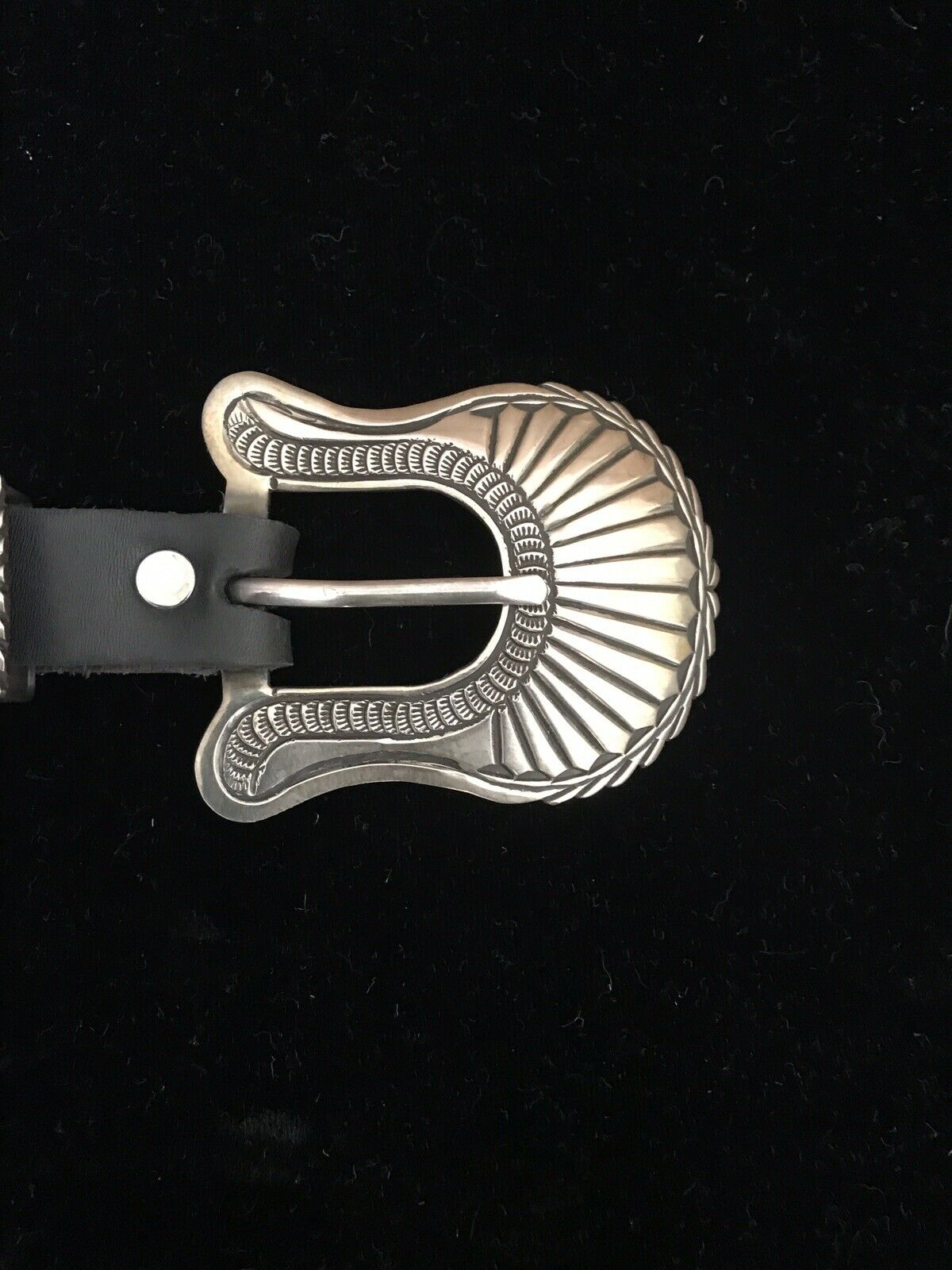 Navajo Sterling Silver Ranger Belt Buckle Set Signed M Vintage | #15787737