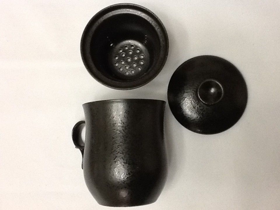 1 Chinese Porcelain Tea Cup Handled Infuser Strainer With Lid 10oz ...