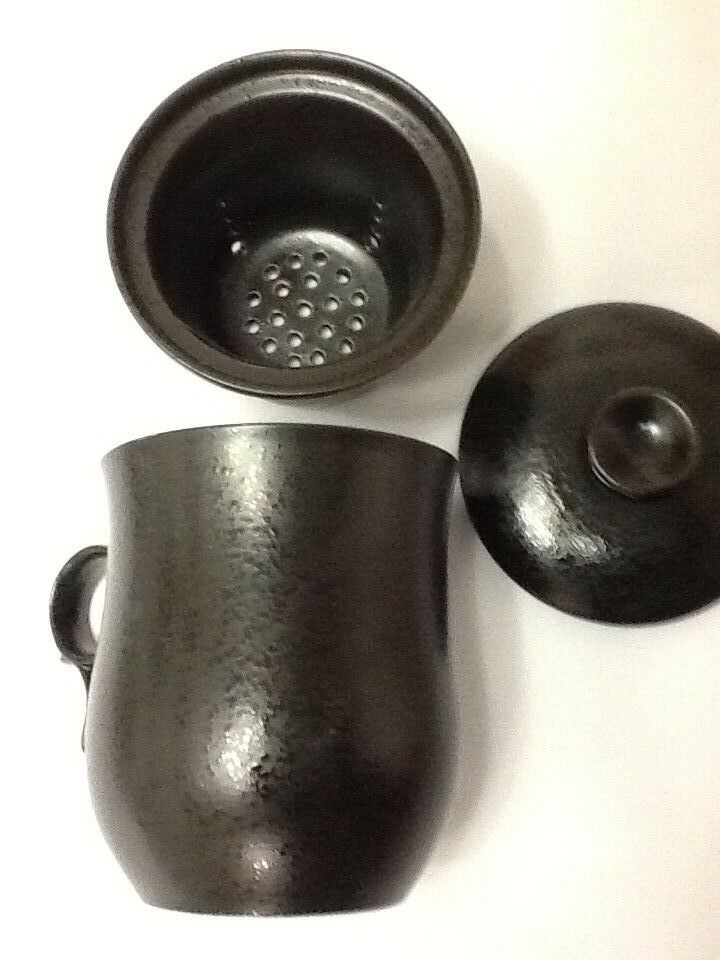1 Chinese Porcelain Tea Cup Handled Infuser Strainer With Lid 10oz ...