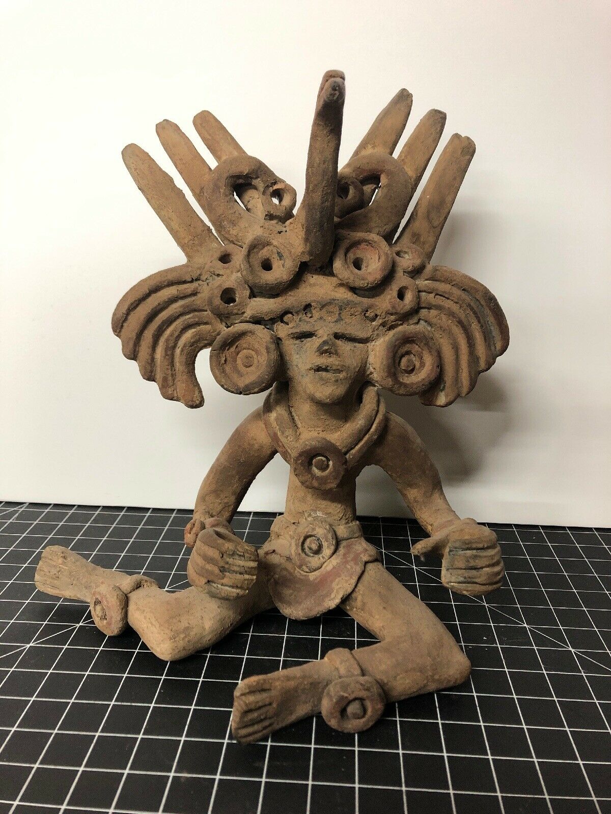 Vintage Clay Maya Figurine Sculpture Pre Columbian Seated Effigy ...