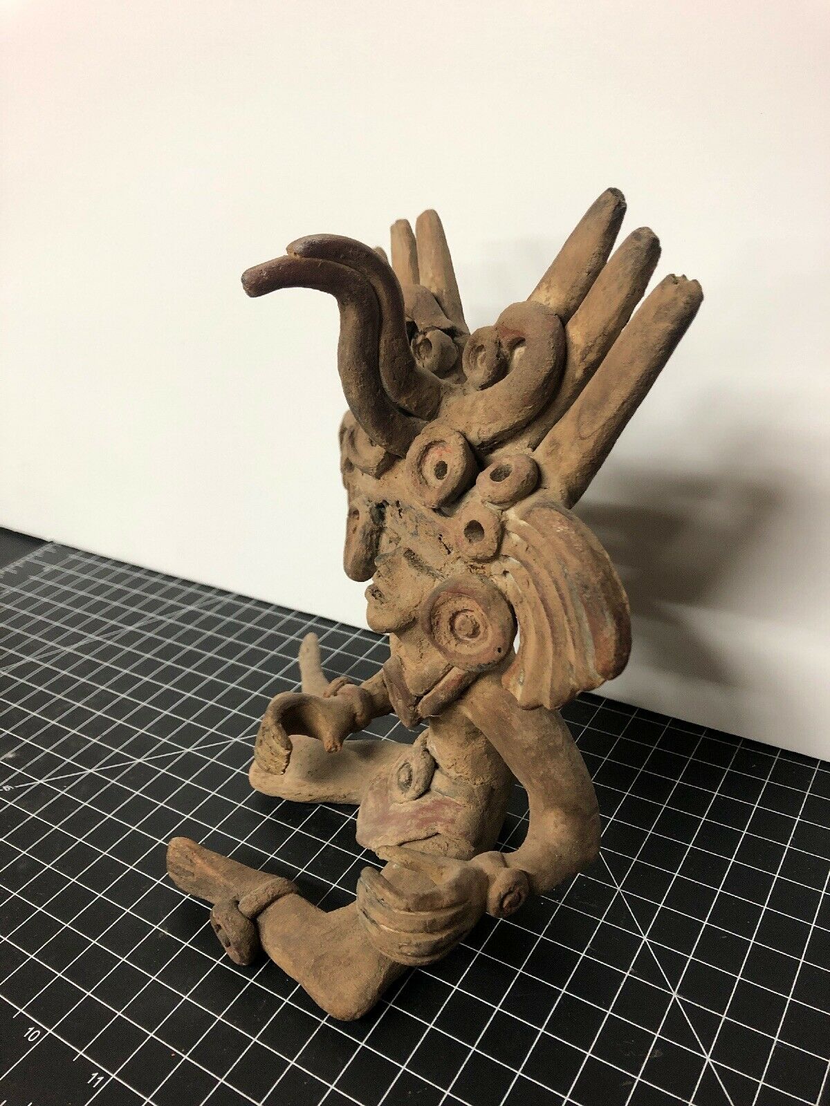 Vintage Clay Maya Figurine Sculpture Pre Columbian Seated Effigy ...