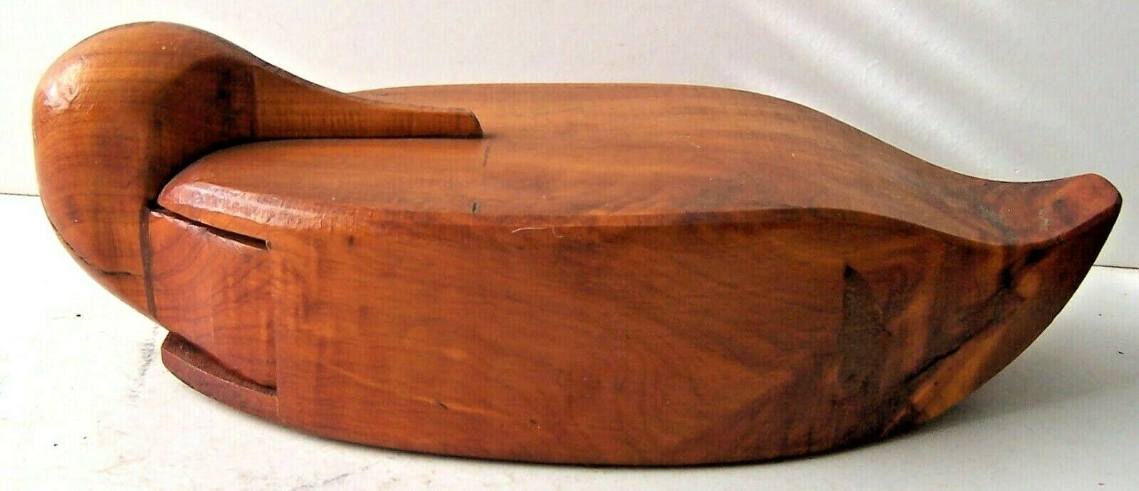 Small Folk Art Primitive Wooden Cedar Duck Decoy Trinket Jewelry Box ...