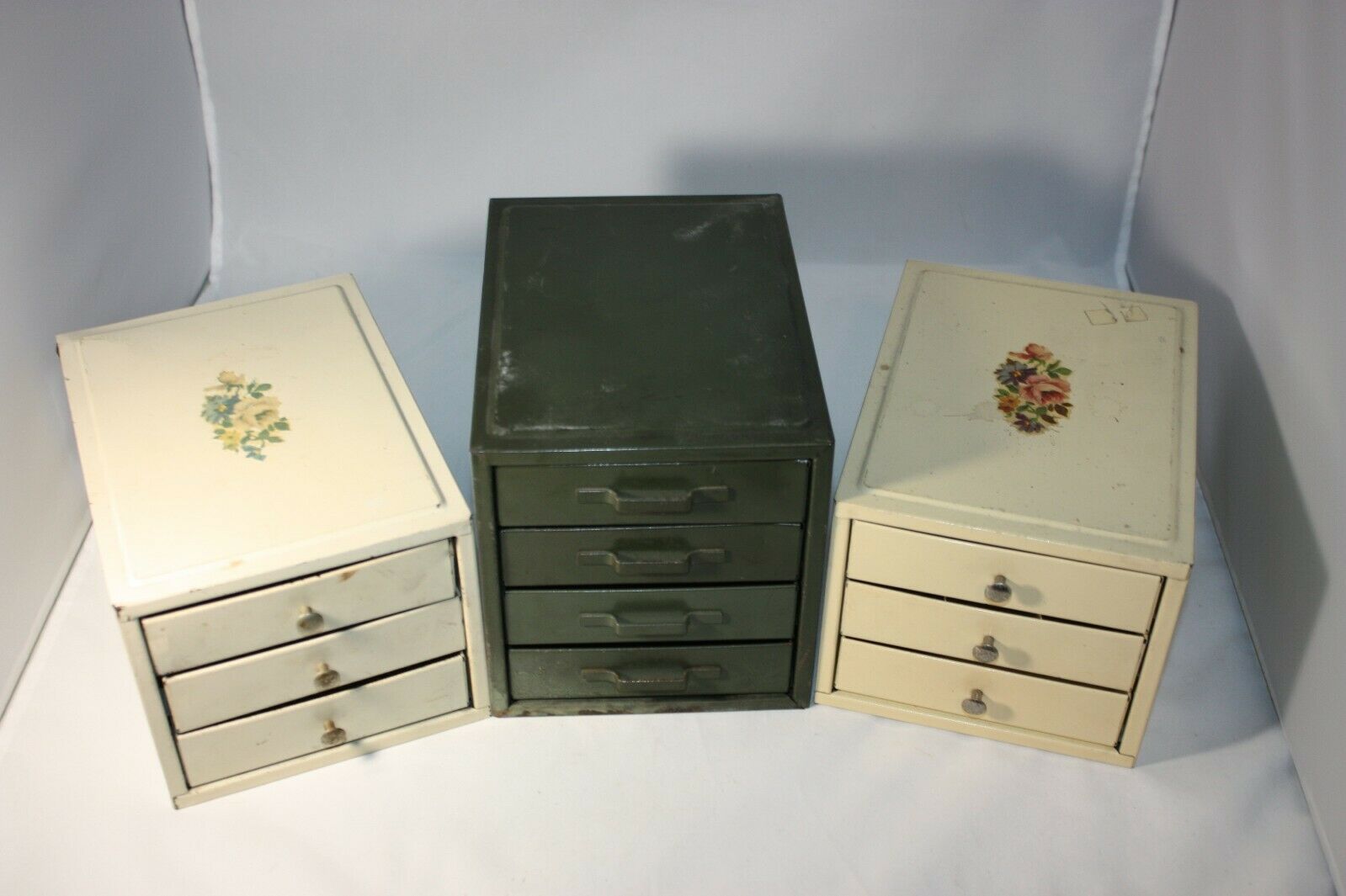 3 Vintage Kennedy Kit Metal Boxes 2 Jewelry Boxes And 1 Tool Box ...