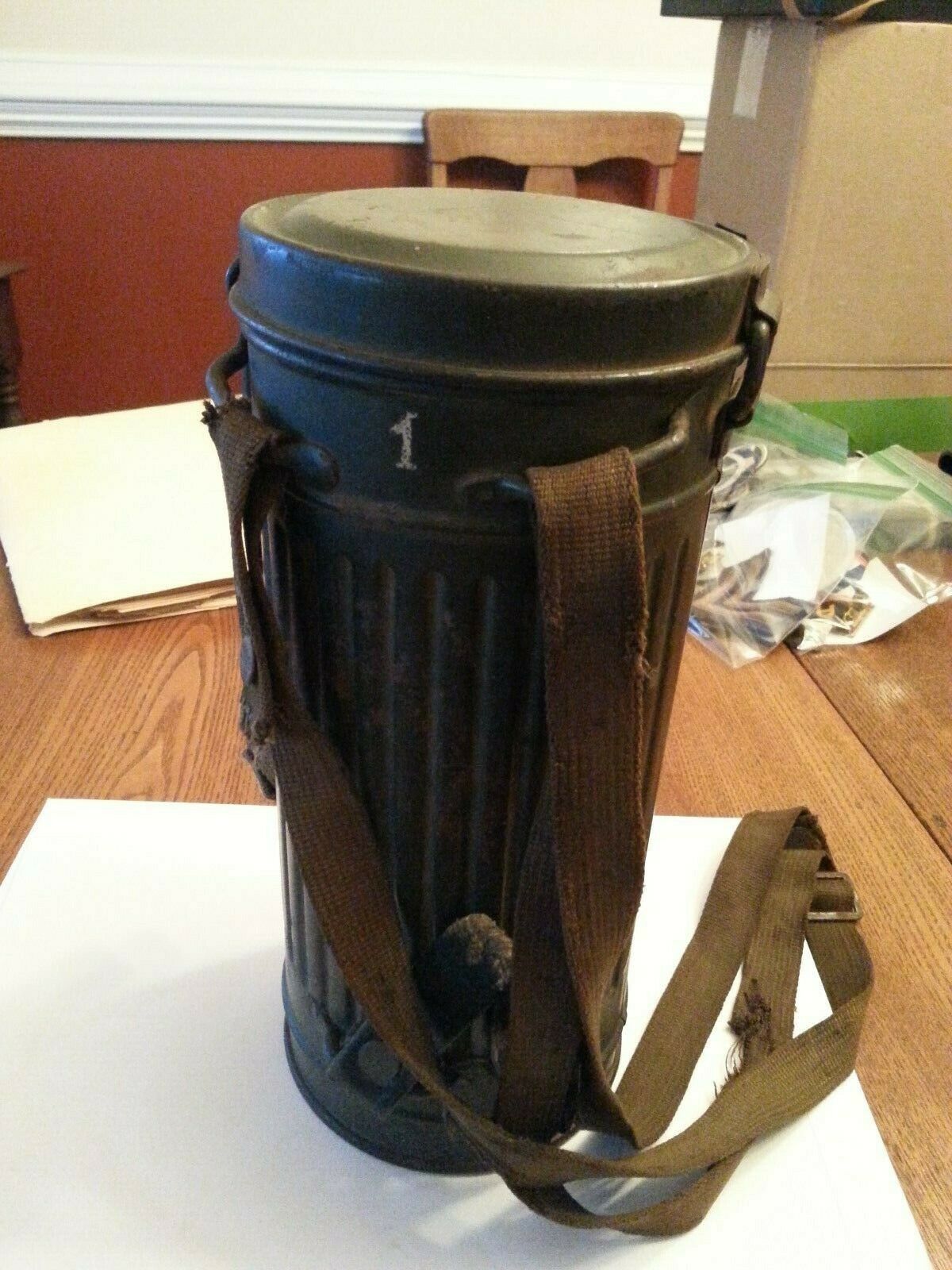 World War Two German Gas Mask And Cannister | #15852207