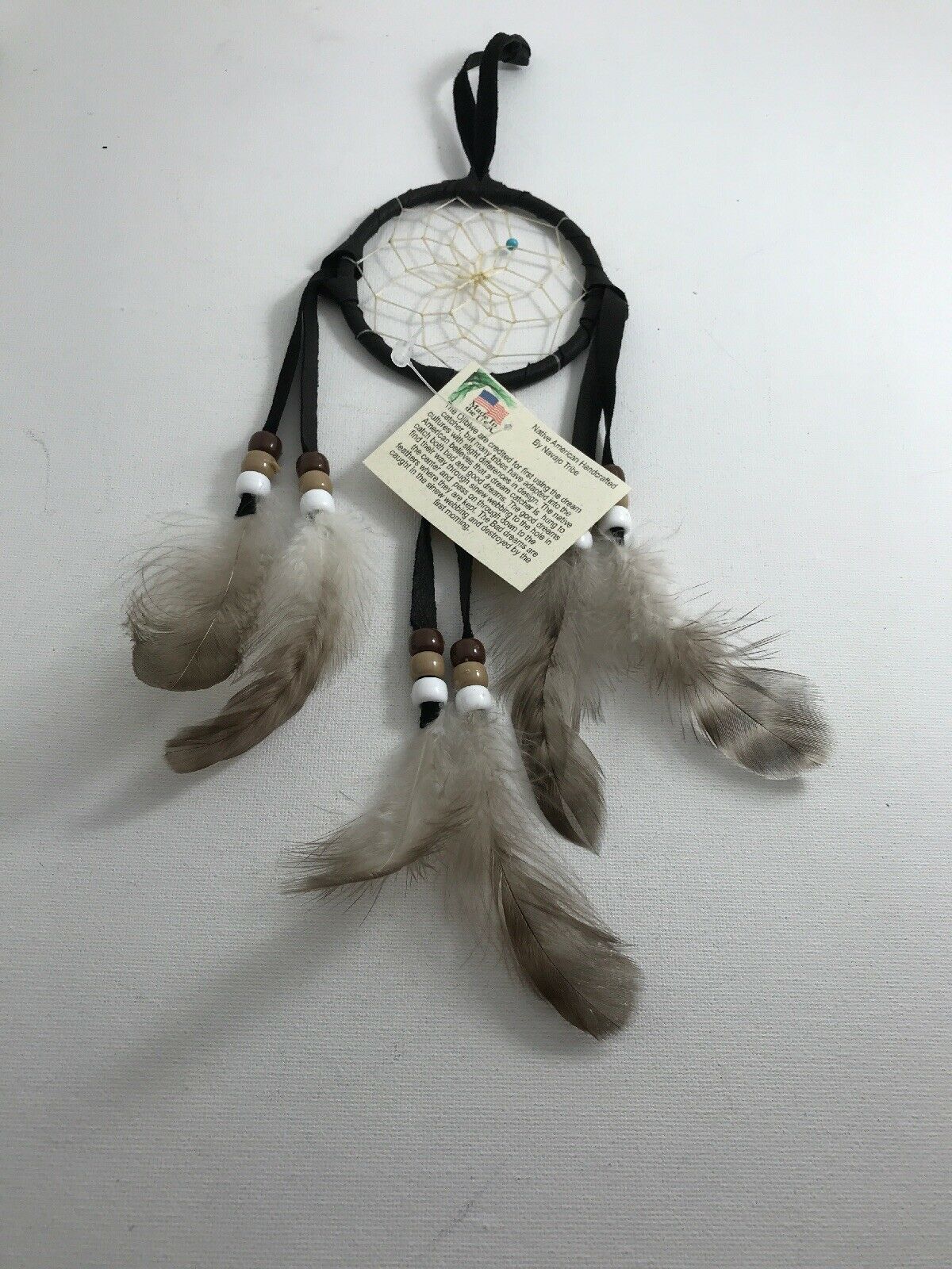 Native American Dream Catcher Black Leather And Feathers | #15701906