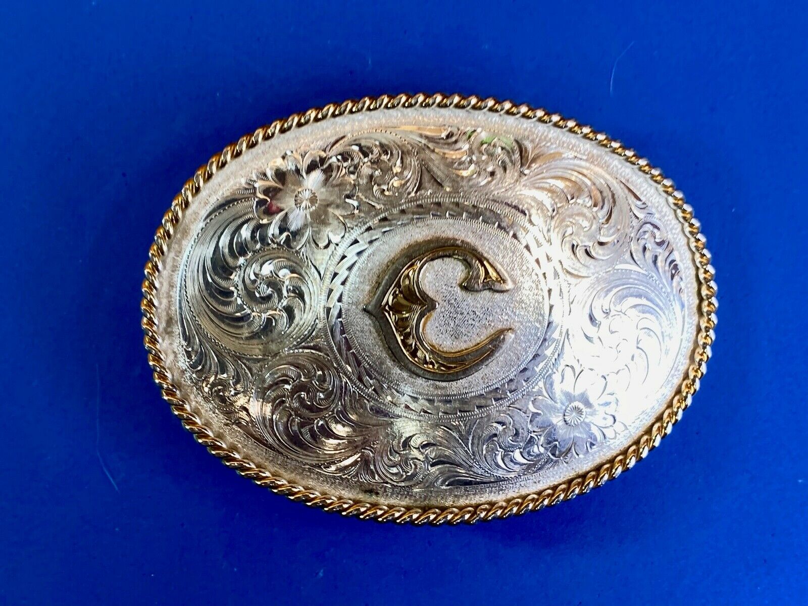 Montana Silversmiths Letter. C Initial Mixed Metal Belt Buckle | #15701626