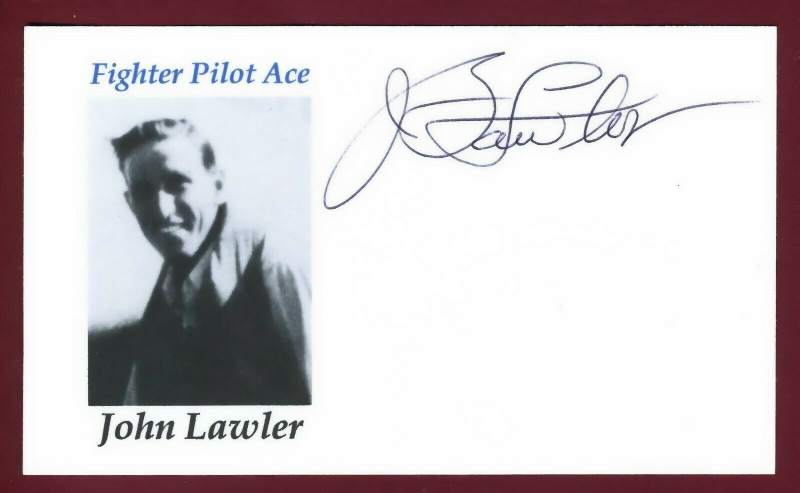 John Lawler DEC. WW2 Fighter Pilot Ace - 11 Victories Signed 3x5 Index ...