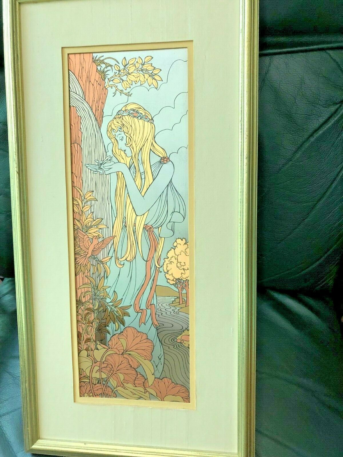 Art Nouveau Sterling Silver & 24k Gold On Copper Etching “Goddess Of ...