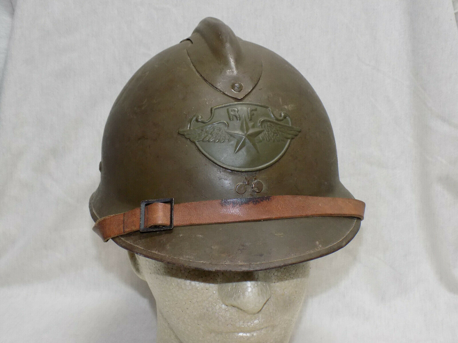 WWII French M26 Adrian Helmet W/ WWI Air Force Badge | #15818969