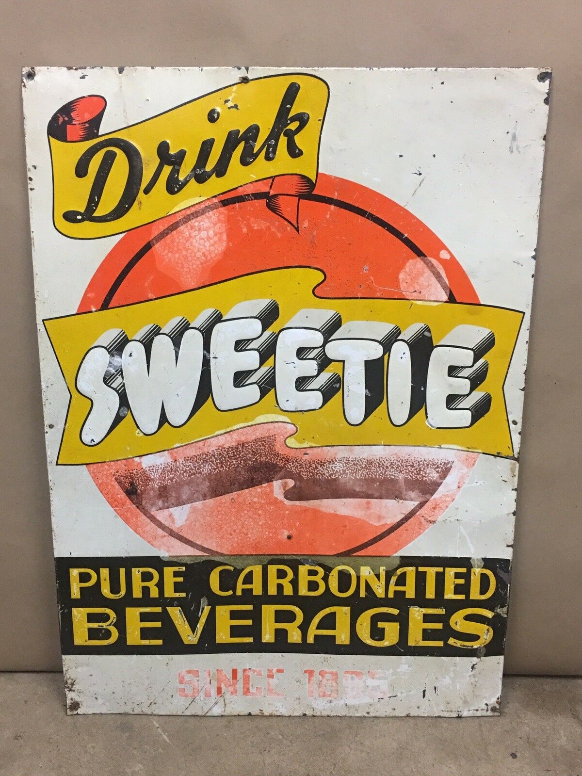 EXTREMELY RARE Vintage DRINK SWEETIE Soda Pop Advertising Tin Sign ...