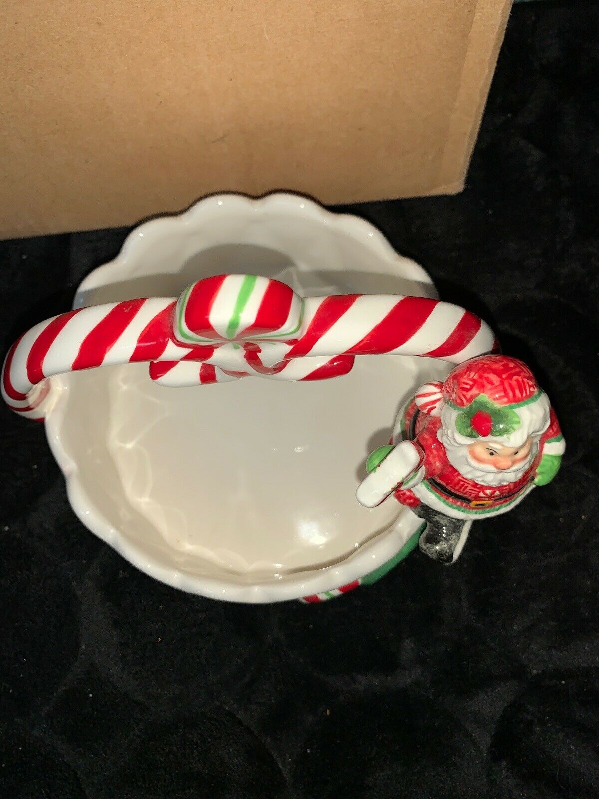 Fitz And Floyd Peppermint Santa Christmas Holiday Basket | #15714232