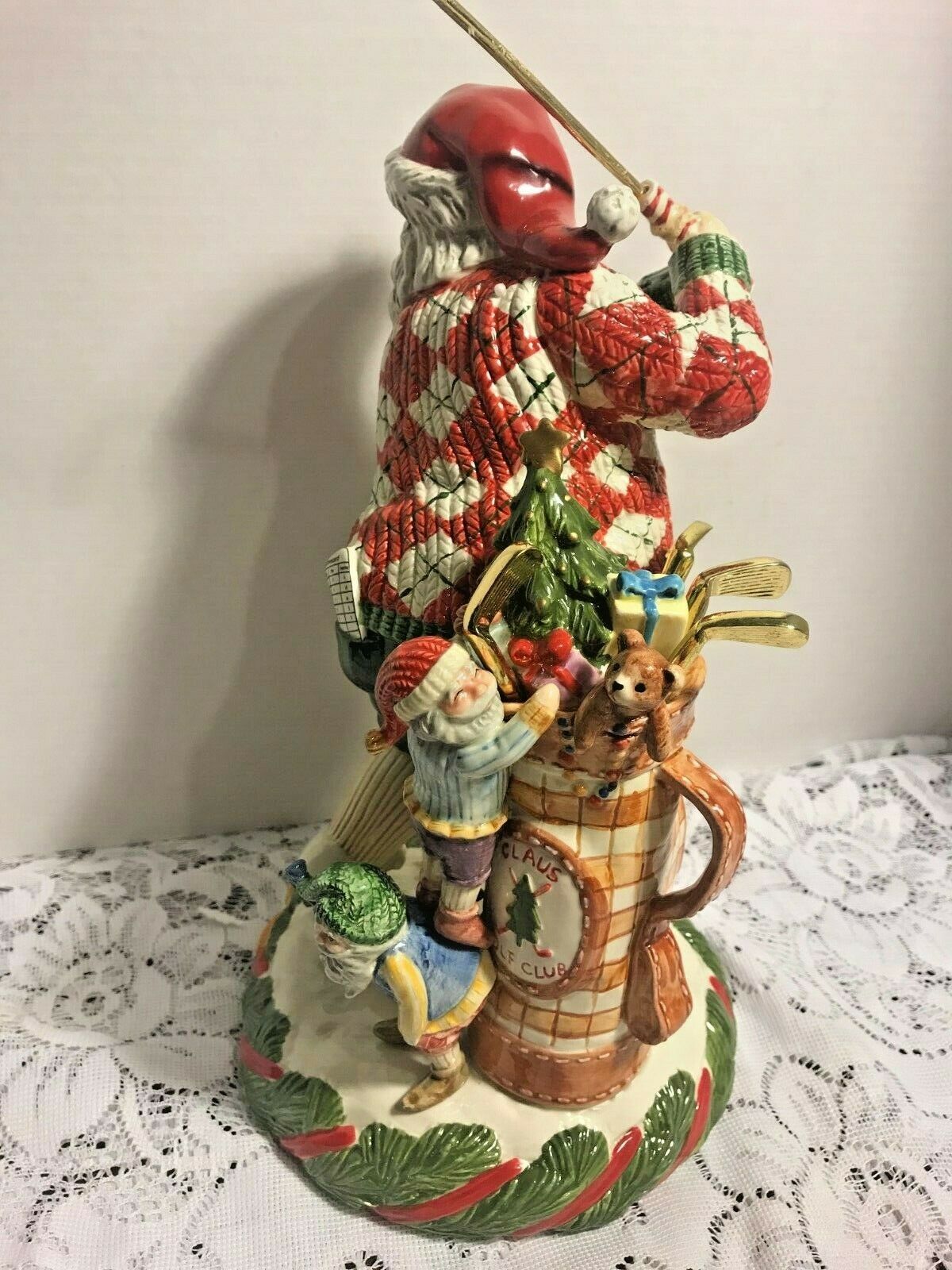 Fitz And Floyd Santa A Hole In One Christmas Figurine Golf Elves ...