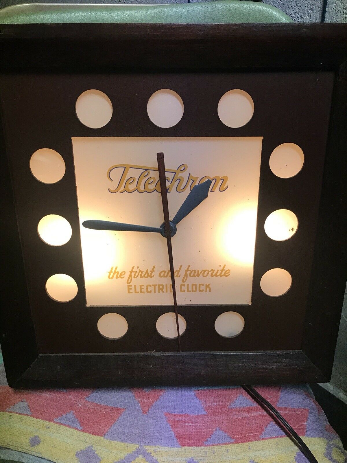Telechron The First And Favorite Electric Clock Light Up Glass ...