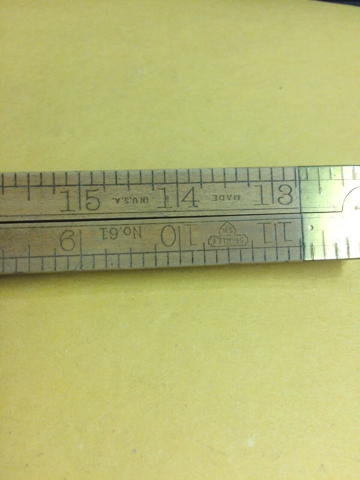 Vintage Stanley No 61 Folding Boxwood Wood Brass Rule Ruler 24 ...