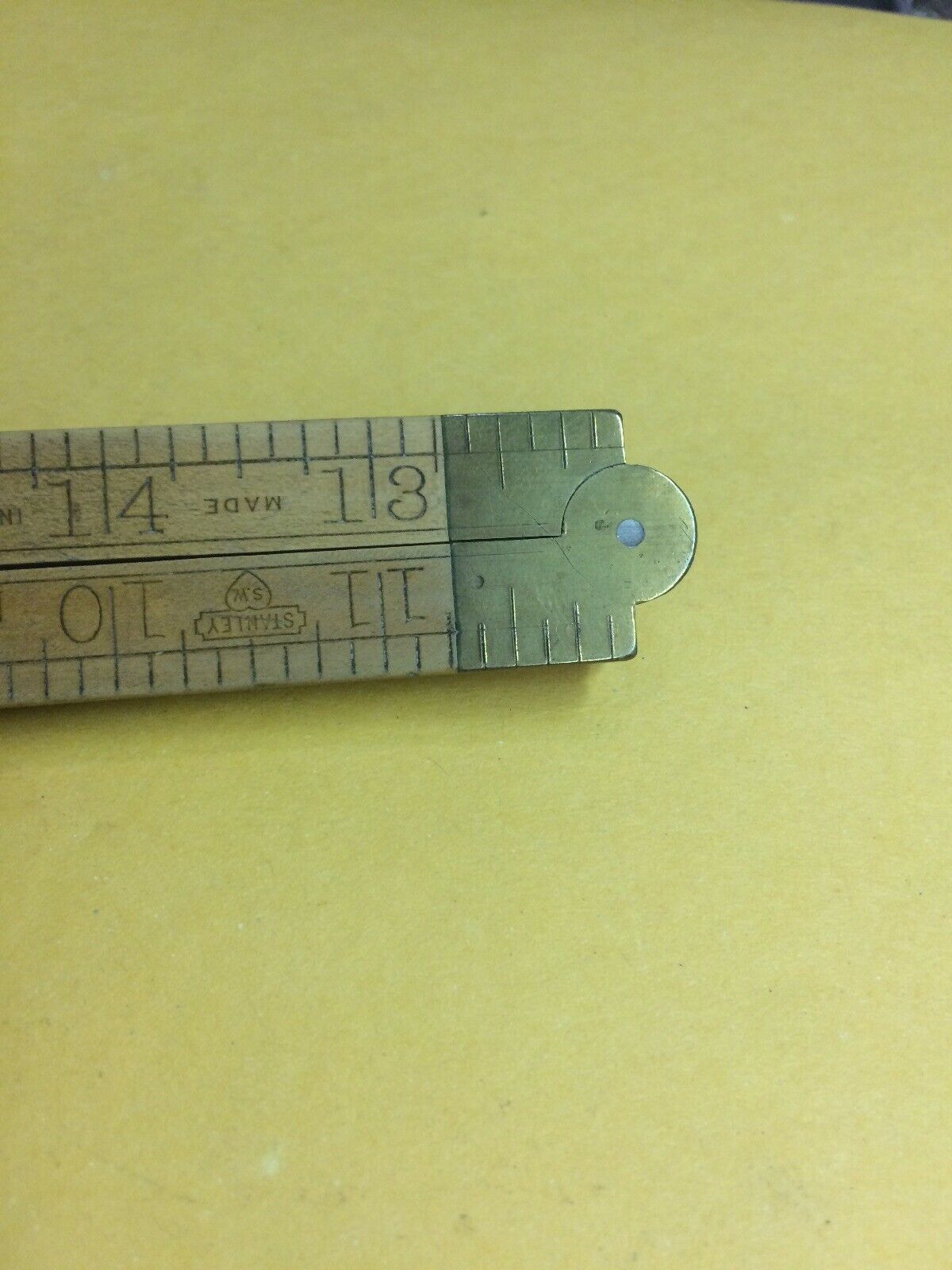 Vintage Stanley No 61 Folding Boxwood Wood Brass Rule Ruler 24 ...
