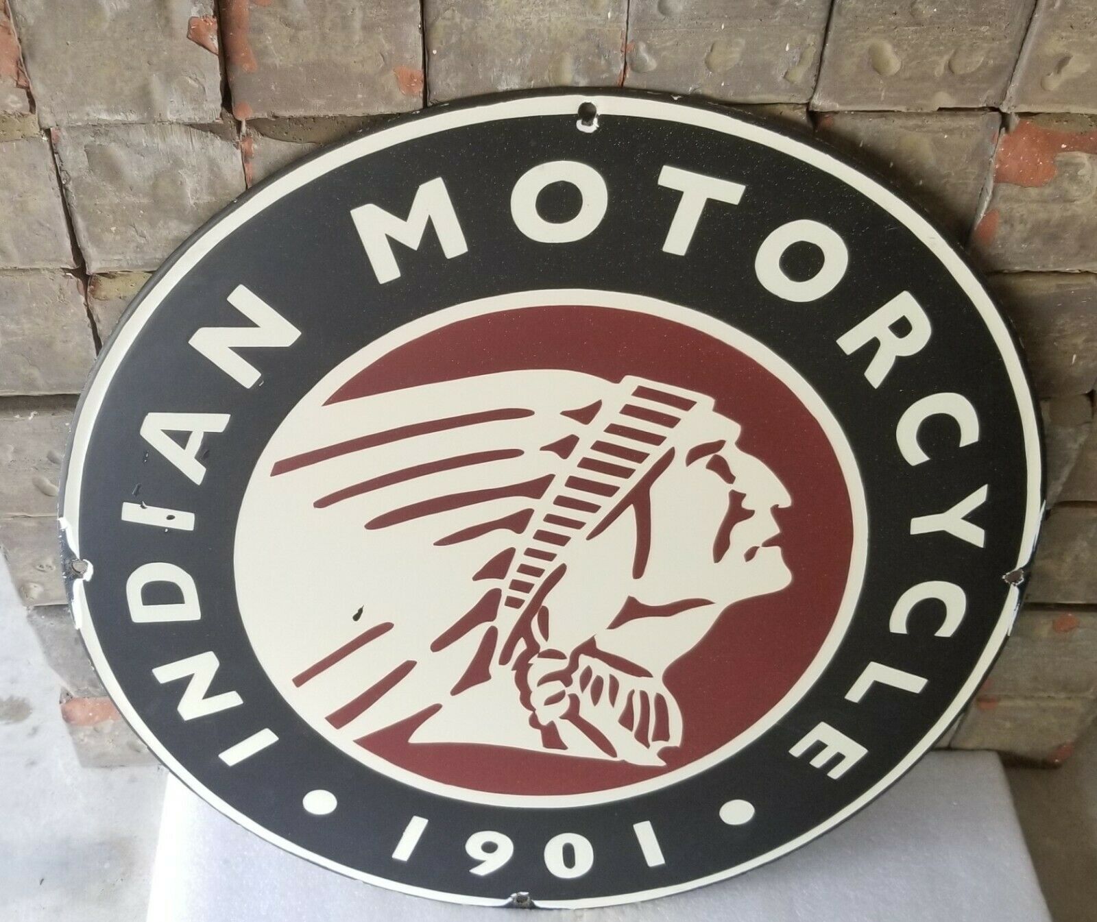 VINTAGE INDIAN MOTORCYCLES PORCELAIN GAS INDIAN CHIEF SALES SERVICE ...