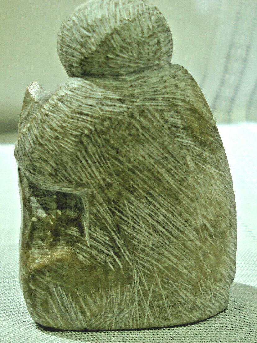 Inuit Eskimo SoapStone Carving Of A Man And Dog | #15669666