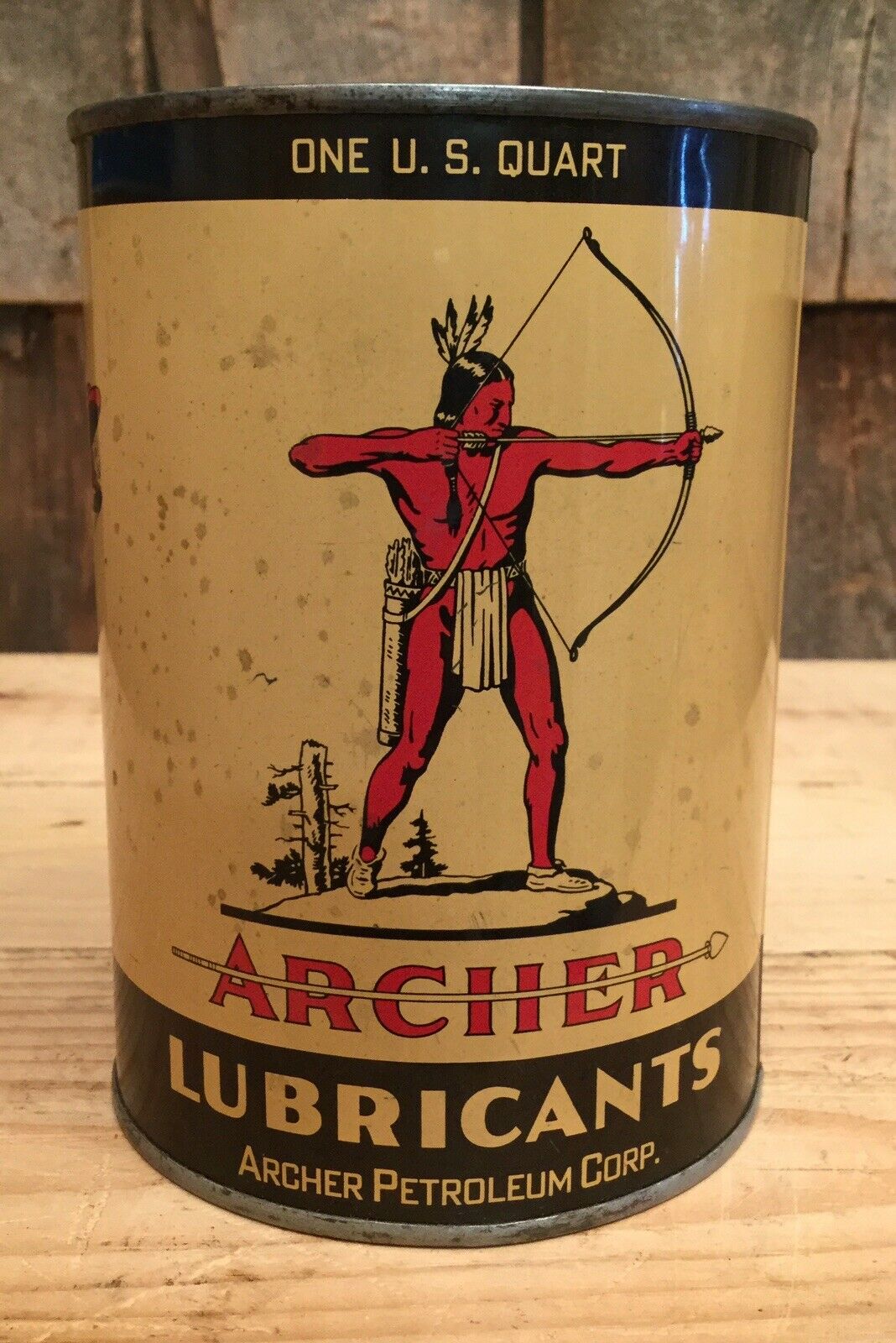 Vintage Indian ARCHER Lubricants Motor Oil 1 Qt Tin Can Auto Gas ...